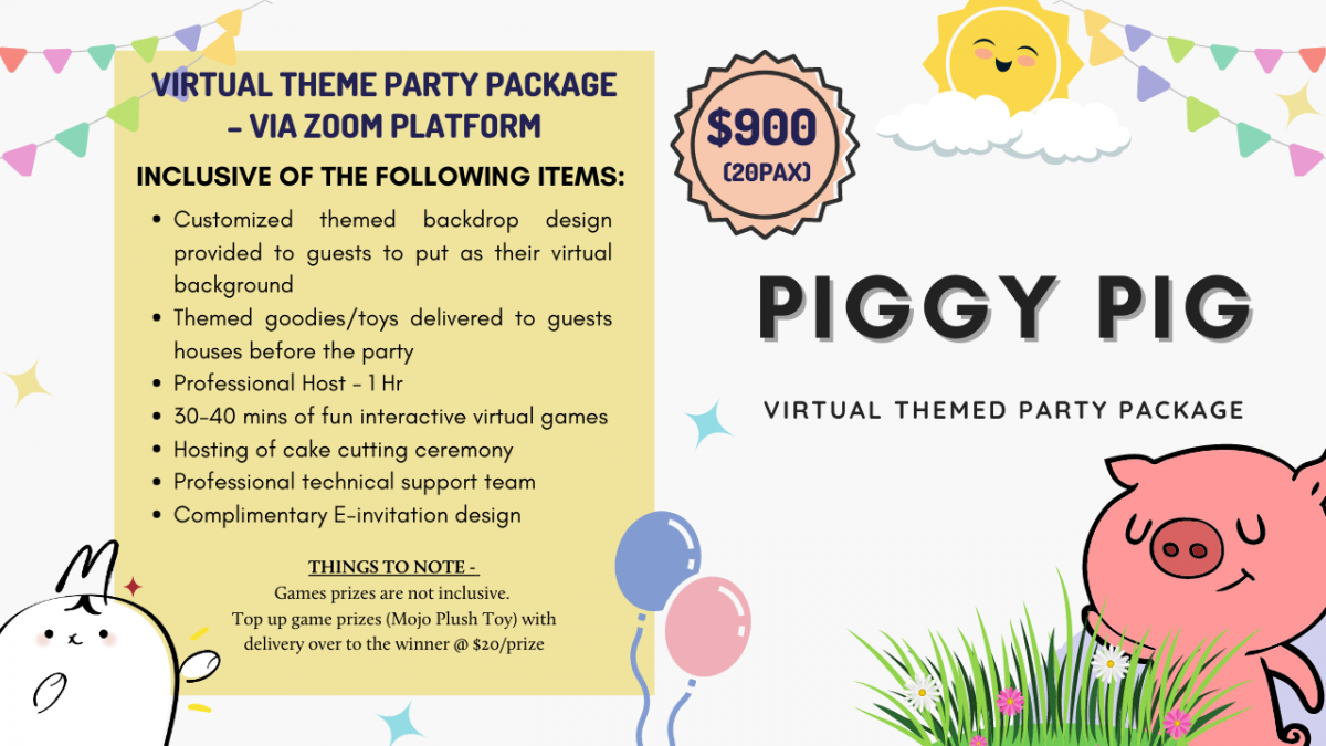 Piggy Pig Themed Birthday Party Package - Singapore No.1 Kids Party