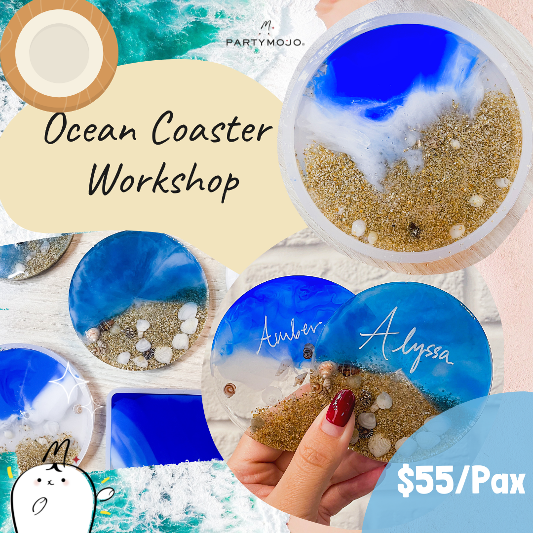 Virtual Ocean Resin Coaster Making Workshop | Hosted by PartyMojo Singapore